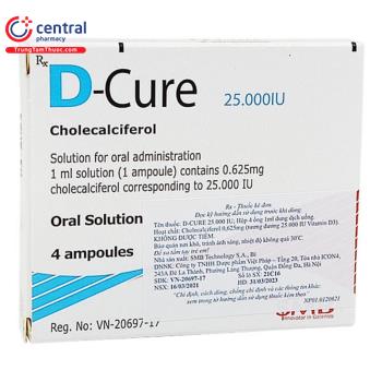 [CHÍNH HÃNG] Thuốc D-Cure 25.000IU - Điều trị thiếu vitamin D