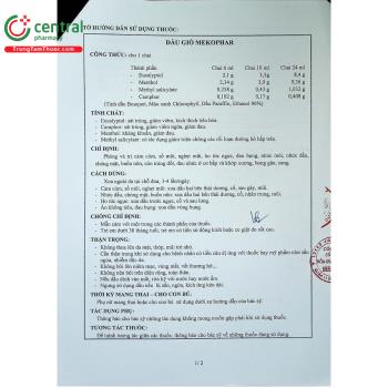 Thuốc Dầu Gió Mekophar - Phòng và trị cảm cúm, bong gân, côn trùng đốt