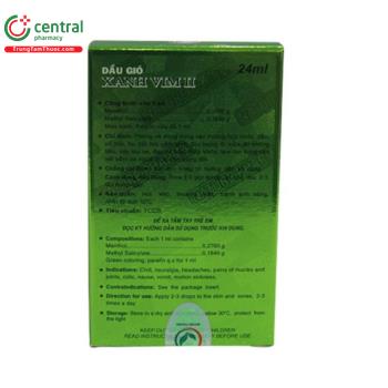 Thuốc Dầu gió Xanh Vim II giảm số mũi, ho, hắt hơi, cảm lạnh, ói mửa