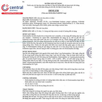 Thuốc Desler điều trị viêm mũi dị ứng do thời tiết hoặc quanh năm