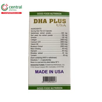 Thuốc DHA Plus USA - Hỗ trợ tăng cường lưu thông máu, làm tan cục máu đông