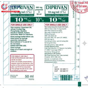 [CHÍNH HÃNG] Thuốc Diprivan 10mg/ml 50ml gây mê và an thần gây ngủ