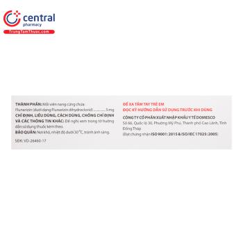 [CHÍNH HÃNG] Thuốc Dofluzol 5mg - điều trị triệu chứng tiền đình