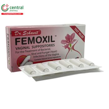 Viên đặt Dr Schavit Femoxil Vaginal Suppositories giảm viêm nhiễm nấm ngứa