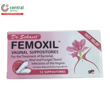 Viên đặt Dr Schavit Femoxil Vaginal Suppositories giảm viêm nhiễm nấm ngứa