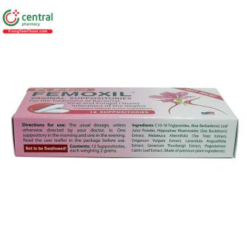 Viên đặt Dr Schavit Femoxil Vaginal Suppositories giảm viêm nhiễm nấm ngứa