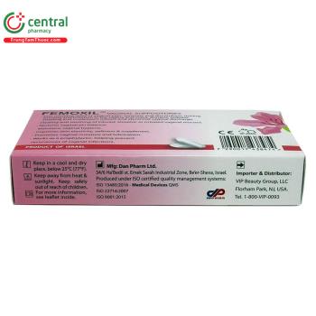 Viên đặt Dr Schavit Femoxil Vaginal Suppositories giảm viêm nhiễm nấm ngứa