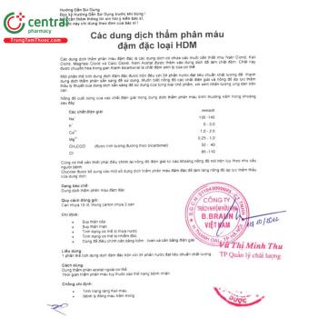 Thuốc Dung dịch thẩm phân máu đậm đặc HDM 6 điều trị suy thận cấp