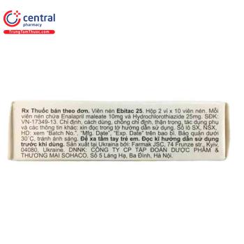 [CHÍNH HÃNG] Thuốc Ebitac 25- Thuốc điều trị tăng huyết áp, suy tim