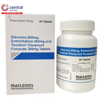 Thuốc Efavirenz 600mg, Emtricitabine 200mg and Tenofovir Disoproxil ...