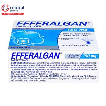 Thuốc Efferalgan (Paracetamol150mg) - Pháp: công dụng, liều dùng