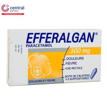 Viên nhét hậu môn Efferalgan 300mg hạ sốt giảm đau cho trẻ 3 đến 9 tuổi
