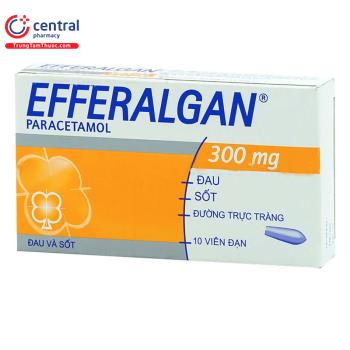 Viên nhét hậu môn Efferalgan 300mg hạ sốt giảm đau cho trẻ 3 đến 9 tuổi