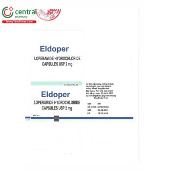 Thuốc Eldoper trị chứng tiêu chảy, chứa Loperamide hydrochloride 2mg