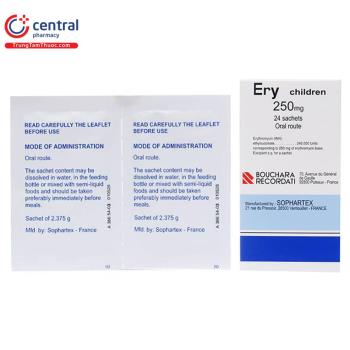 Thuốc Ery Children Enfants 250mg: công dụng, cách dùng và giá bán