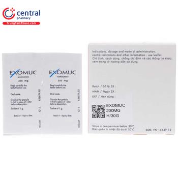 [CHÍNH HÃNG] Thuốc Exomuc 200mg điều trị viêm phổi, viêm phế quản