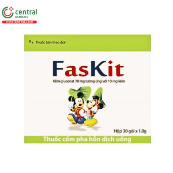 Thuốc Faskit 70mg/1g chứa Kẽm gluconat, bổ sung và dự phòng thiếu kẽm
