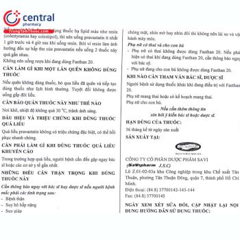 [CHÍNH HÃNG] Thuốc Fasthan 20 - giúp hạ Cholesterol máu