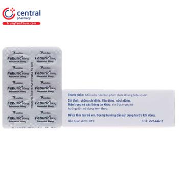 Thuốc trị Gout Feburic 80mg: tác dụng, liều dùng, tương tác thuốc
