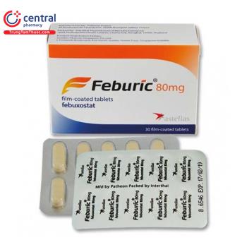 Thuốc trị Gout Feburic 80mg: tác dụng, liều dùng, tương tác thuốc