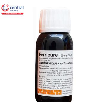 Thuốc Ferricure 100mg/5ml sử dụng trong điều trị các bệnh thiếu máu