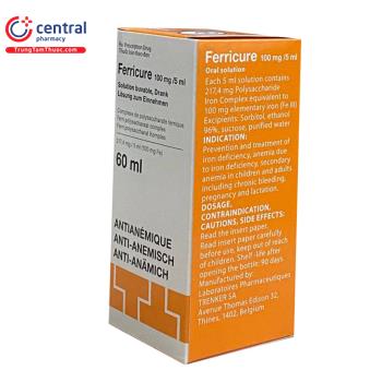 Thuốc Ferricure 100mg/5ml sử dụng trong điều trị các bệnh thiếu máu