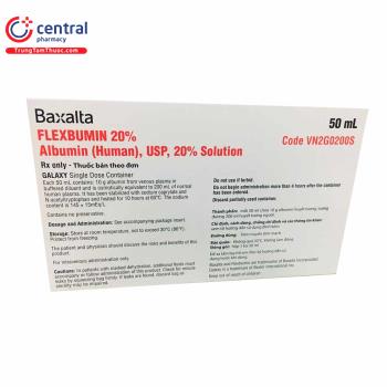 [CHÍNH HÃNG] Thuốc Flexbumin 20% (túi 50ml): điều trị thiếu Albumin