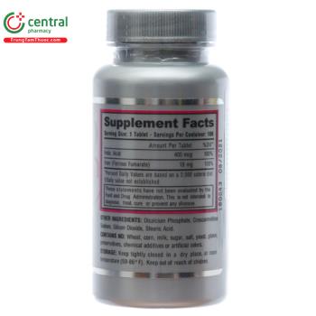 Thuốc Folic Acid Plus Iron bổ sung acid folic sắt ngăn ngừa thiếu máu