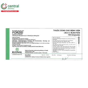 Thuốc Forzid 600mg/4ml - Điều trị tình trạng nhiễm khuẩn nặng