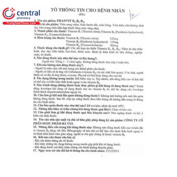 Thuốc Franvit B1 B6 B12 Hataphar bổ sung Vitamin nhóm B cho cơ thể