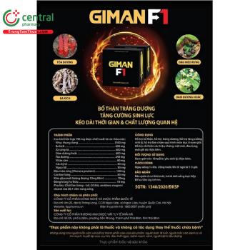 Giman F1 - Hỗ trợ tăng cường sinh lý nam, làm chậm quá trình mãn dục
