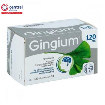 Thuốc bổ não Gingium 120mg Hộp 120 Viên của Đức giảm hoa mắt, ù tai