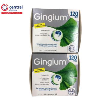 Thuốc bổ não Gingium 120mg Hộp 120 Viên của Đức giảm hoa mắt, ù tai
