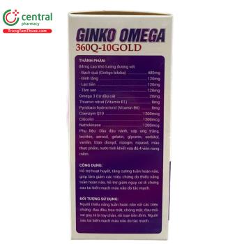 Thuốc GINKO OMEGA 360Q-10GOLD - Giúp hoạt huyết, tăng cường tuần hoàn