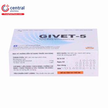 Givet-5 (Montelukast 5mg) - Thuốc điều trị hen phế quản mạn tính