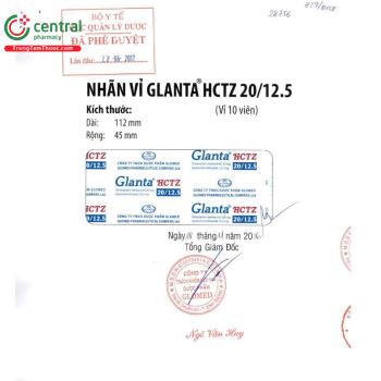 Thuốc Glanta HCTZ 20/12.5 điều trị tăng huyết áp nguyên phát