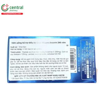 Thuốc Gout Anserine Minami giảm tình trạng sưng, nóng đỏ, viêm khớp