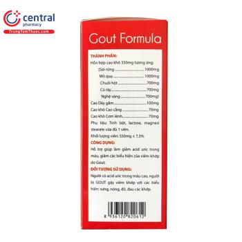 Gout Formula lọ 60 viên - Loại bỏ cơn đau do gút cấp và mạn tính