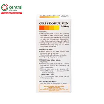 Thuốc Griseofulvin 500mg Vidipha điều trị hiệu quả nấm da, tóc, móng
