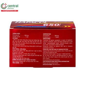 Thuốc Hapacol 650: Hạ sốt, giảm các cơn đau từ nhẹ đến trung bình