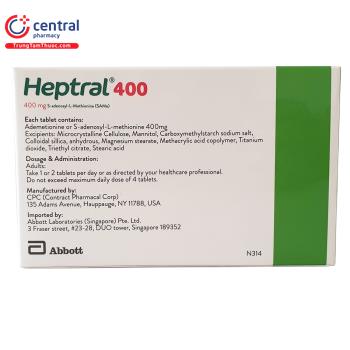 [CHÍNH HÃNG] Thuốc Heptral 400mg - Bảo vệ, tăng cường chức năng gan