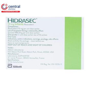 [CHÍNH HẴNG] Thuốc Hidrasec 10mg Infants - Hiệu quả với tiêu chảy cấp