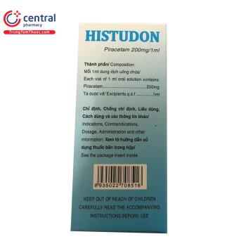 Thuốc Histudon (Piracetam 200mg/1ml): Công dụng, liều dùng, giá bán