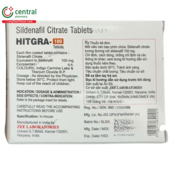 Thuốc Hitgra-100 - Trị rối loạn cương dương, yếu sinh lý ở nam giới