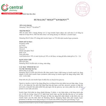 Thuốc tiêm Humalog Mix25 KwikPen điều trị đái tháo đường cần insulin
