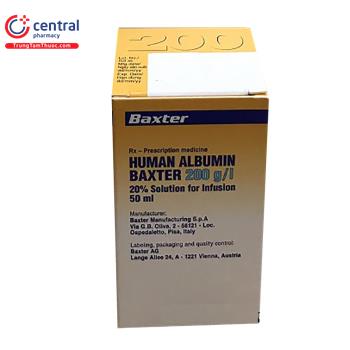[CHÍNH HÃNG] Thuốc Human Albumin Baxter 200 g/l 20% 50ml