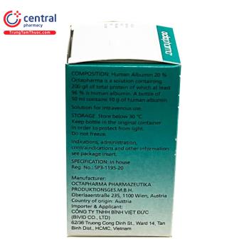 [CHÍNH HÃNG] Dung dịch truyền Human Albumin Octapharma 20%