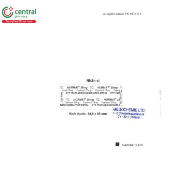 Thuốc Hurmat 25mg (Captopril) điều trị tăng huyết áp, suy tim
