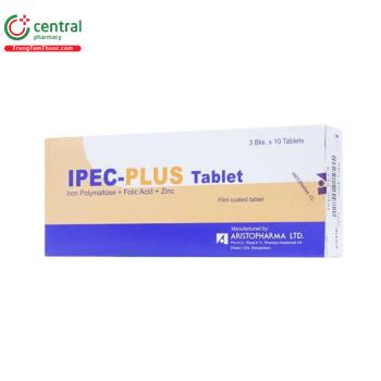 Thuốc Ipec-Plus Tablet phòng ngừa và trị thiếu sắt, kẽm, acid folic