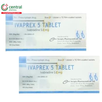 Thuốc Ivaprex 5 Tablet - Điều trị bệnh đau thắt ngực ổn định mạn tính